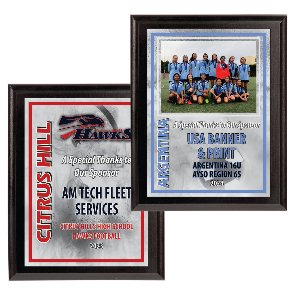 9 x 13 Cherry Finish Picture Plaque — Action Awards