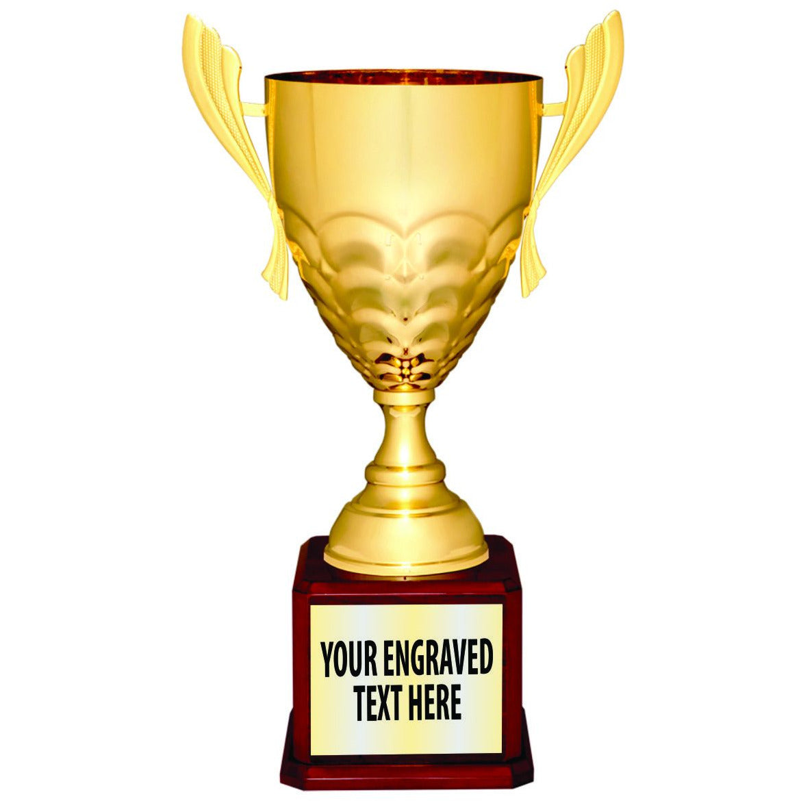 23 1/2" Gold Metal Cup Trophy on Rosewood Piano Finish Base — Action Awards