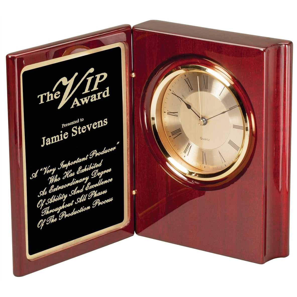XL Rosewood Piano Finish Book Clock Clock Awards — Action Awards