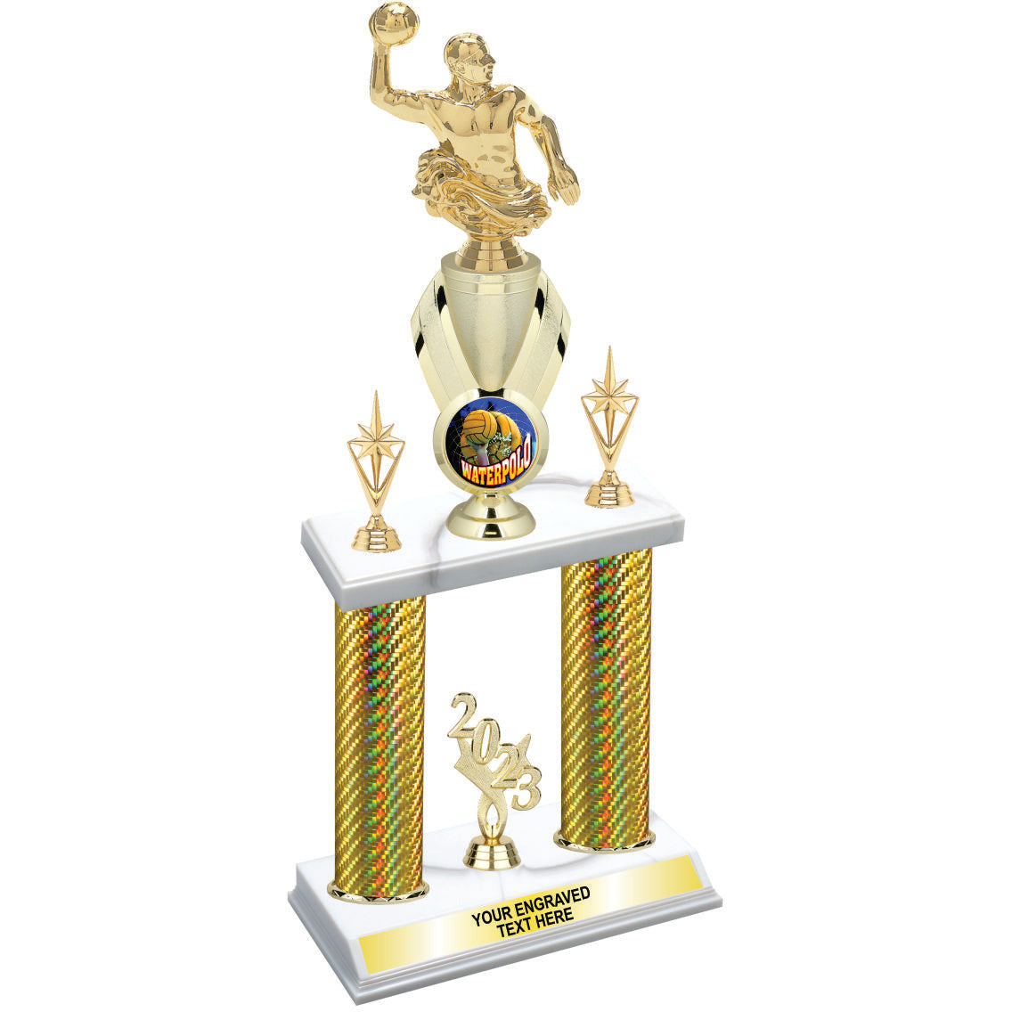 2 Poster Victory Riser Water Polo Trophies — Action Awards