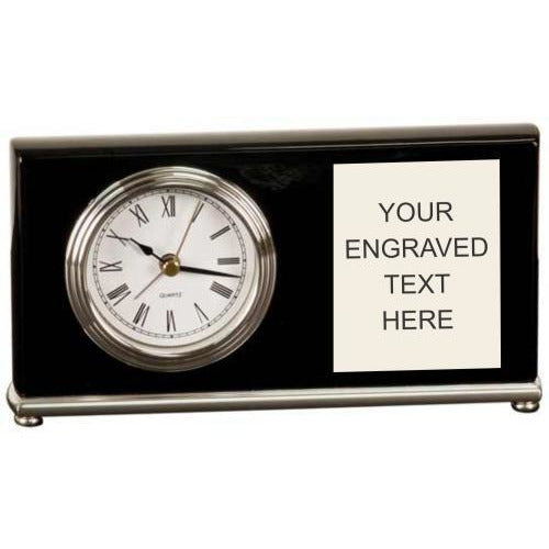 Black Finish Horizontal Desk Clock — Action Awards