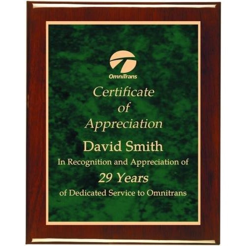 Green Marble Piano Finish Plaque — Action Awards