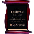 Rosewood Piano Finish Scroll Plaque — Action Awards