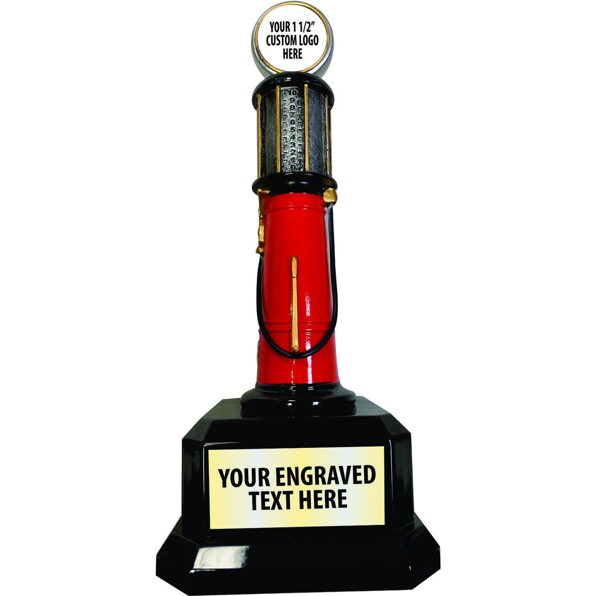 11" Gas Pump Resin Trophy w/ 1 1/2" Logo Holder — Action Awards