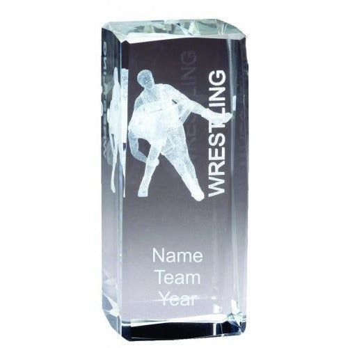 Laser-3D Sports Crystal - Wrestling, M. — Action Awards