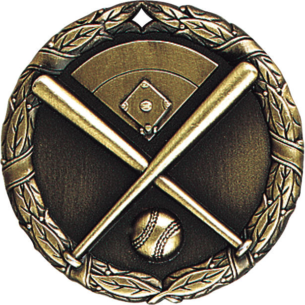 Baseball Crossed Bats Extreme Medallion — Action Awards